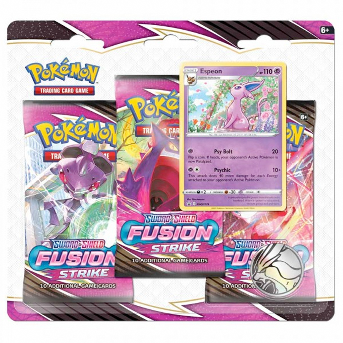 Pokemon Sword & Shield Fusion Strike 3-Pack Blister Pack Espeon Sealed ...